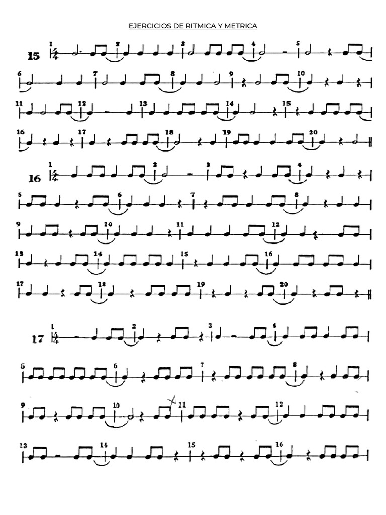 Ejercicios de Ritmica y Metrica | PDF