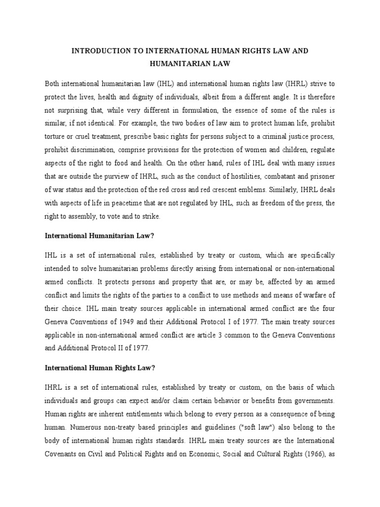 Introduction To International Human Rights Law And Humanitarian Law