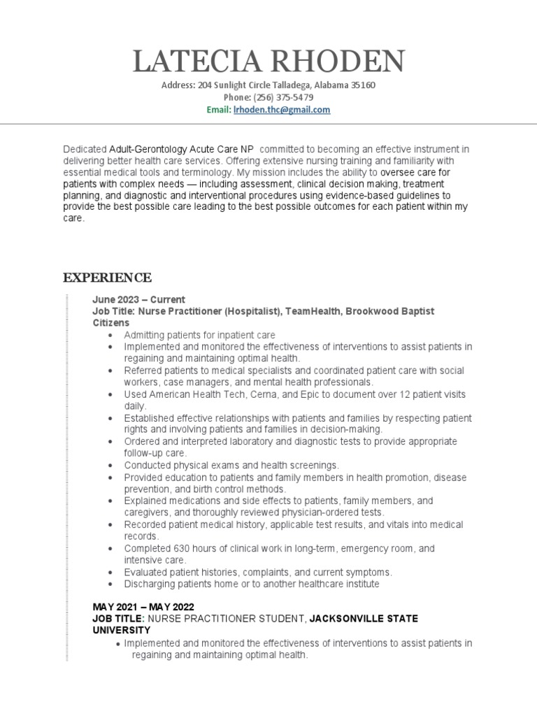 Latecia 2023 Resume | PDF | Nursing | Patient