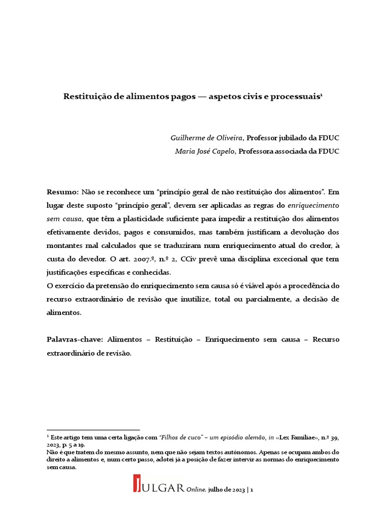 20230717-JULGAR-Restituição-de-alimentos-pagos-–-aspetos-civis-e ...