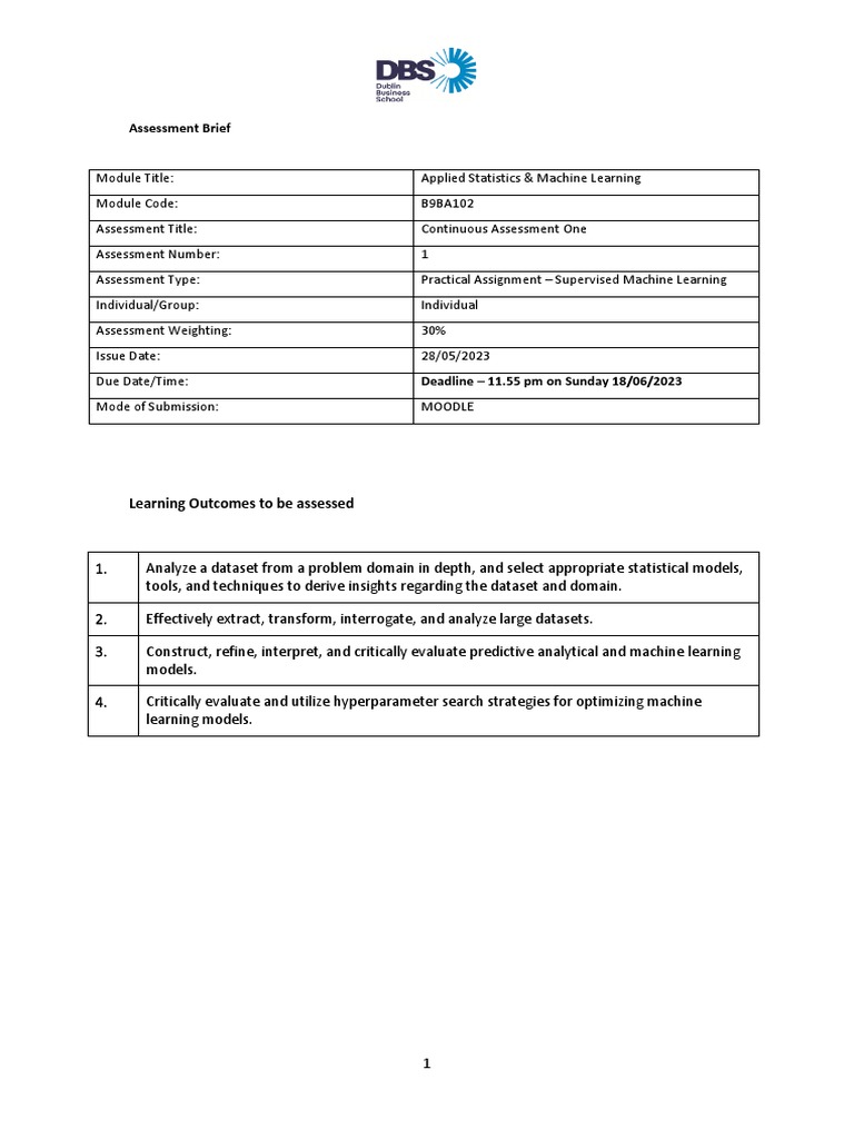 CA One | PDF | Statistical Classification | Machine Learning