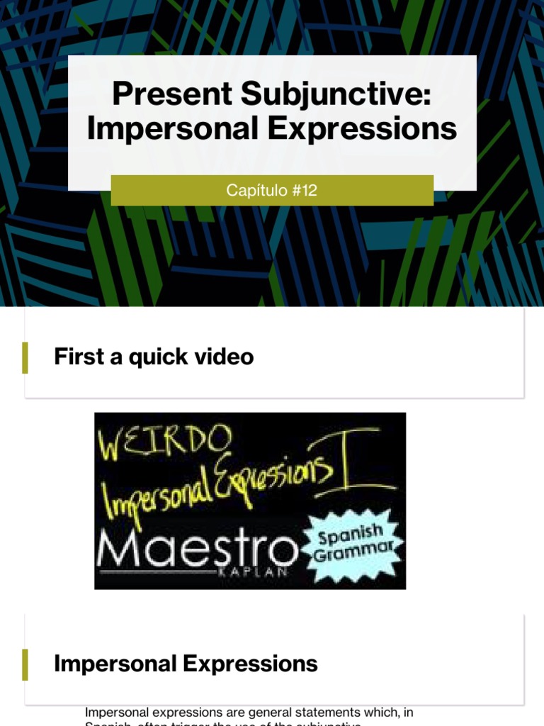 Present Subjunctive Impersonal Subjunctive | PDF | Linguistic ...