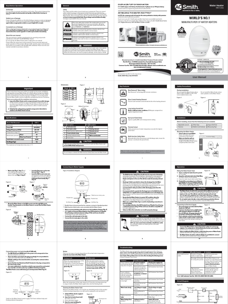 EWS 3 User Guide C B | PDF | Water Heating | Ac Power Plugs And Sockets