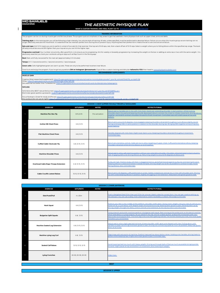 Aesthetic Physique Plan | Download Free PDF | Anatomical Terms Of ...