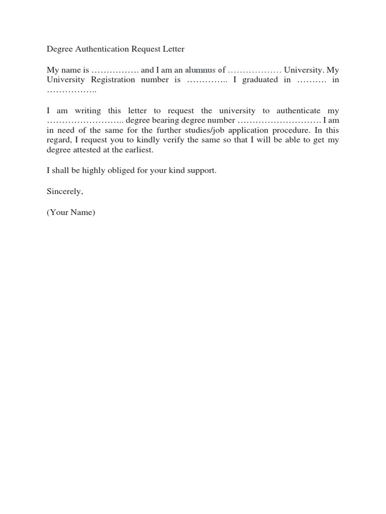 Degree Authentication Request Letter | PDF | Career & Growth