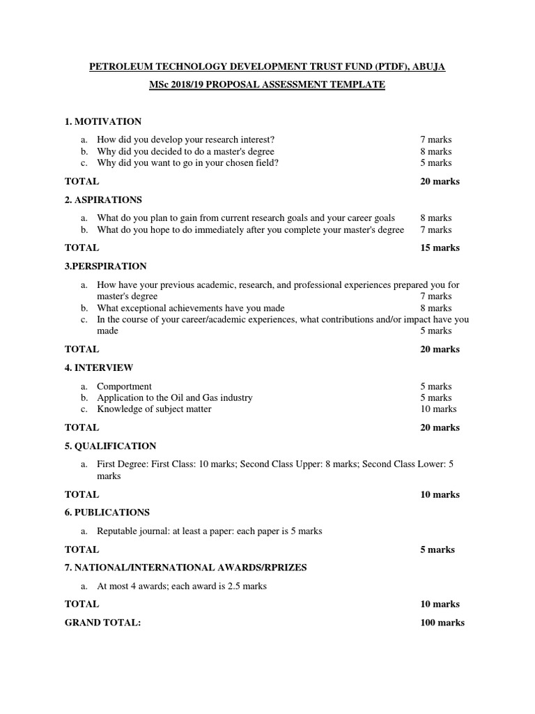 PTDF MSC Assessment Template PDF | PDF