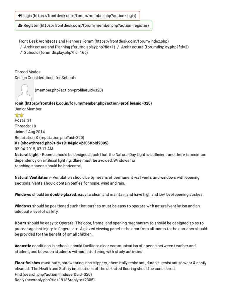 01 Design Considerations For Schools | PDF | Window | Building Technology