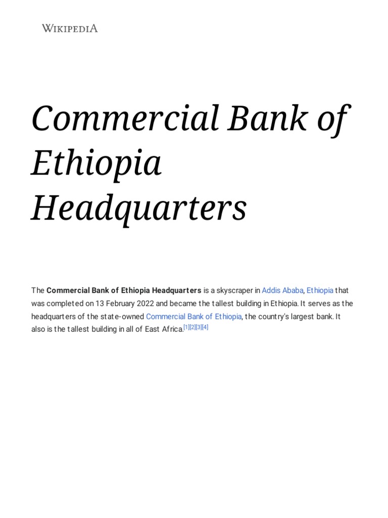 CBE Headquarters: Ethiopia's Tallest Skyscraper | PDF | Computers ...