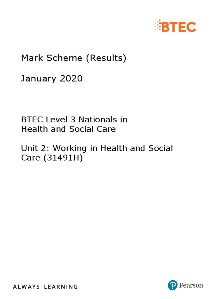 January 2020 Mark Scheme | PDF | Knowledge | Nursing