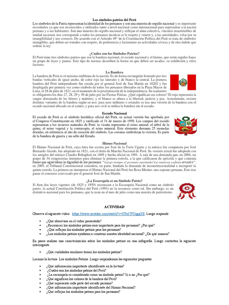 Los Símbolos Patrios Del Perú | PDF | Nación | América del Sur