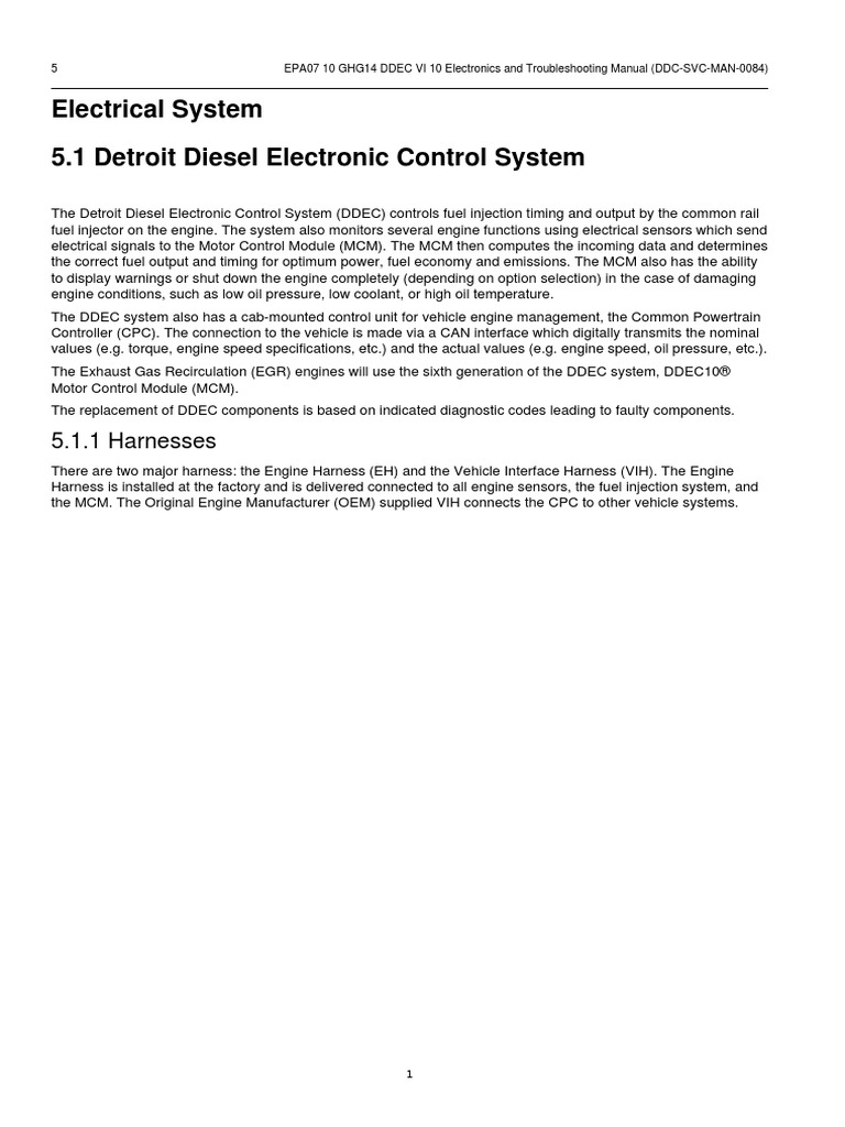 EPA07 10 GHG14 DDEC VI 10 Electronics and Troubleshooting Manual (DDC ...