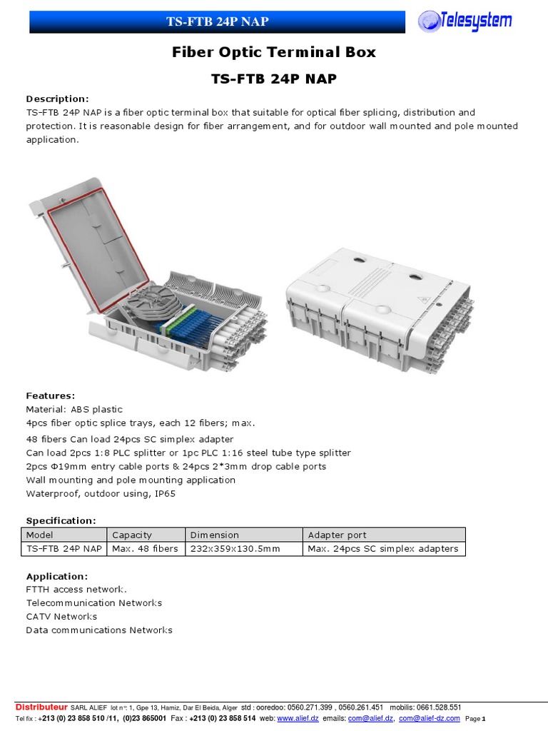 Fiber Optic Terminal Box TS-FTB 24P NAP | PDF | Computers