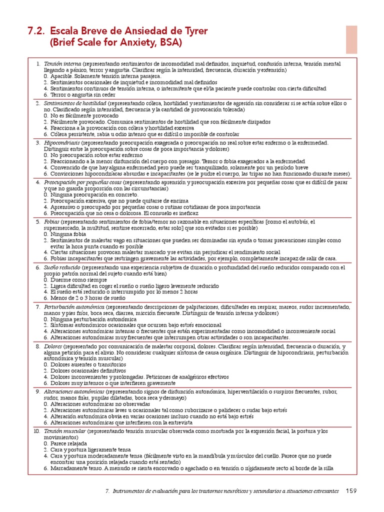 7.2. Escala Breve de Ansiedad de Tyrer (Brief Scale For Anxiety, BSA ...
