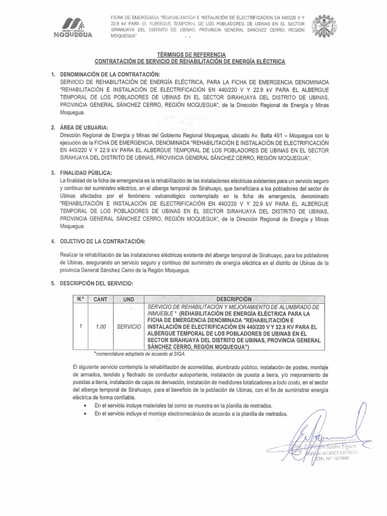 TDR - Rehabilitación e Instalación de Electrificación | PDF
