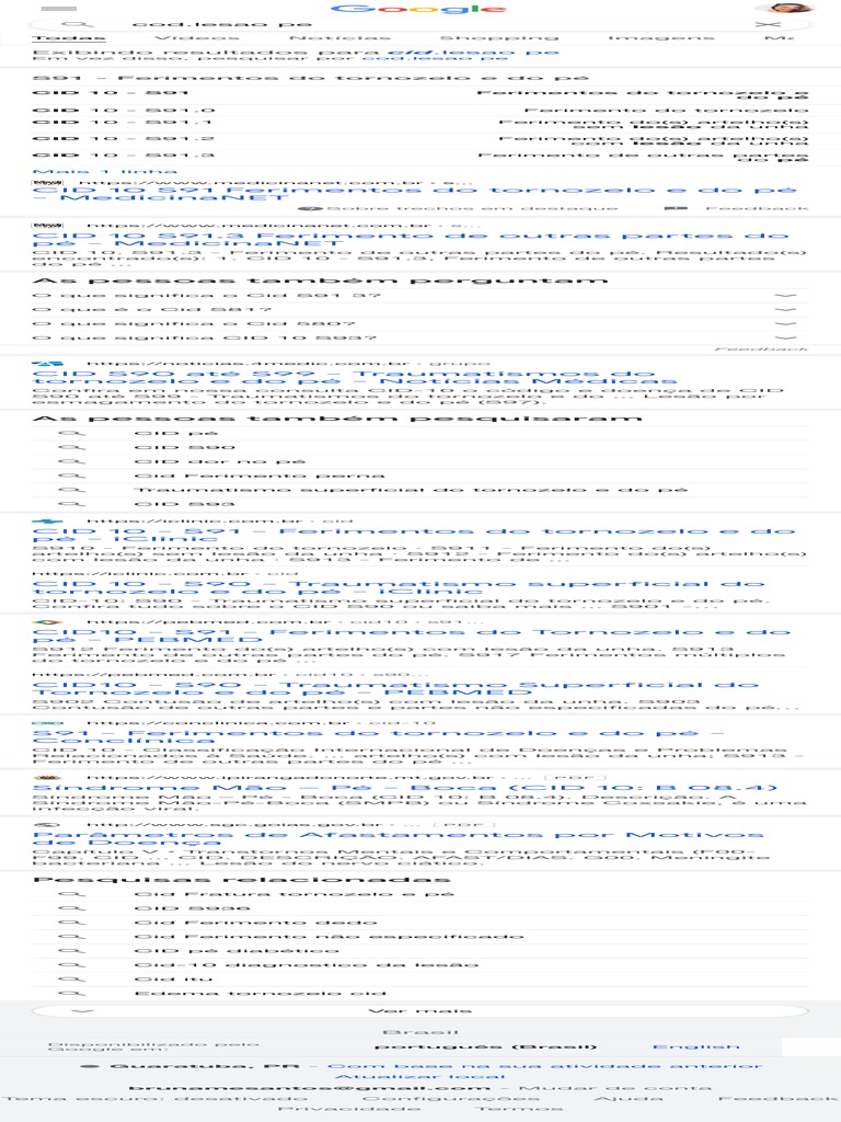CID S91: Ferimentos no Tornozelo e Pé | PDF | Doenças e distúrbios ...