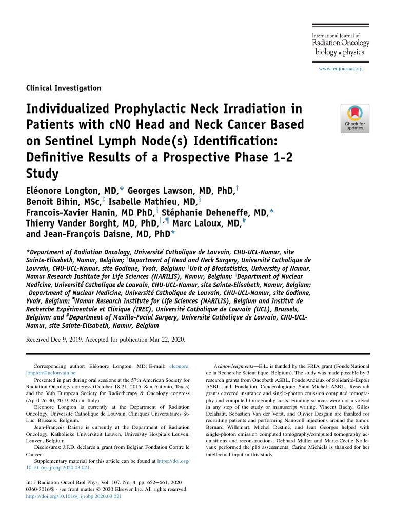 Individualized Prophylactic Neck Irradiation in Patients With cN0 Head ...