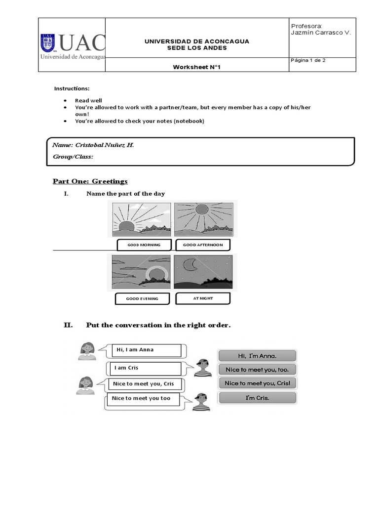 Worksheet Class 1 Greetings Ready Pdf 3377