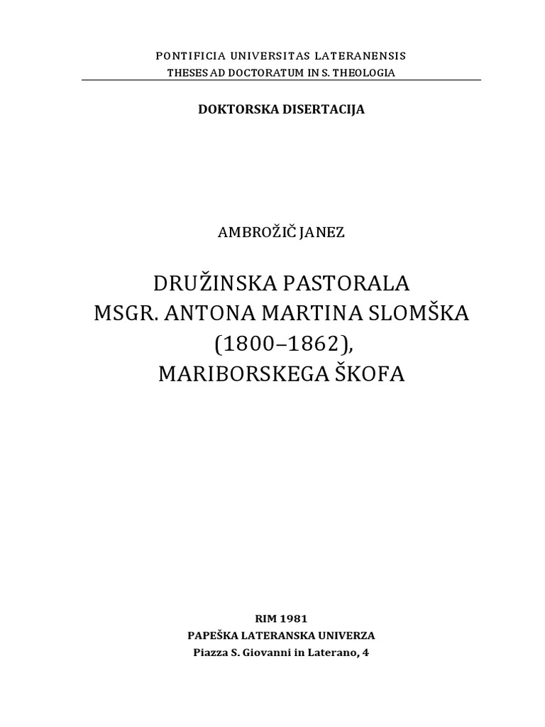 J Ambrožič - Družinska Pastorala A M Slomška (Doktorska Disertacija ...
