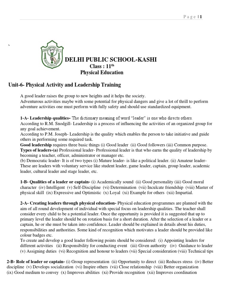 Class XI Physical Education | PDF | Rock Climbing | Mountaineering