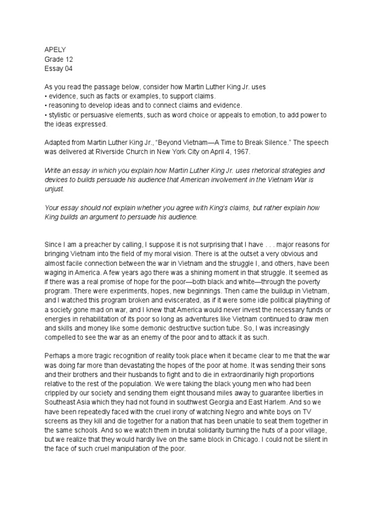 MLK Vietnam Speech | PDF | Martin Luther King Jr.