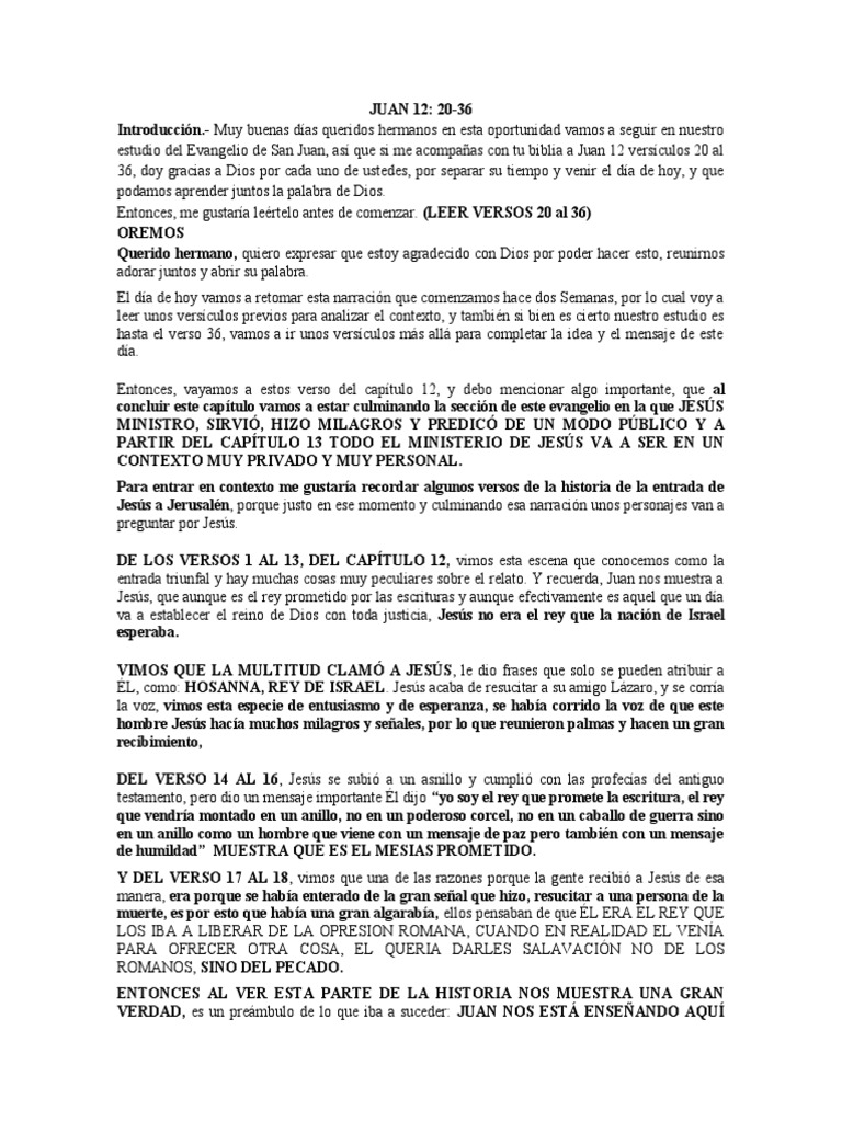 Enseñanza Juan 12, 20-36 | PDF | Jesús | Juan el apóstol
