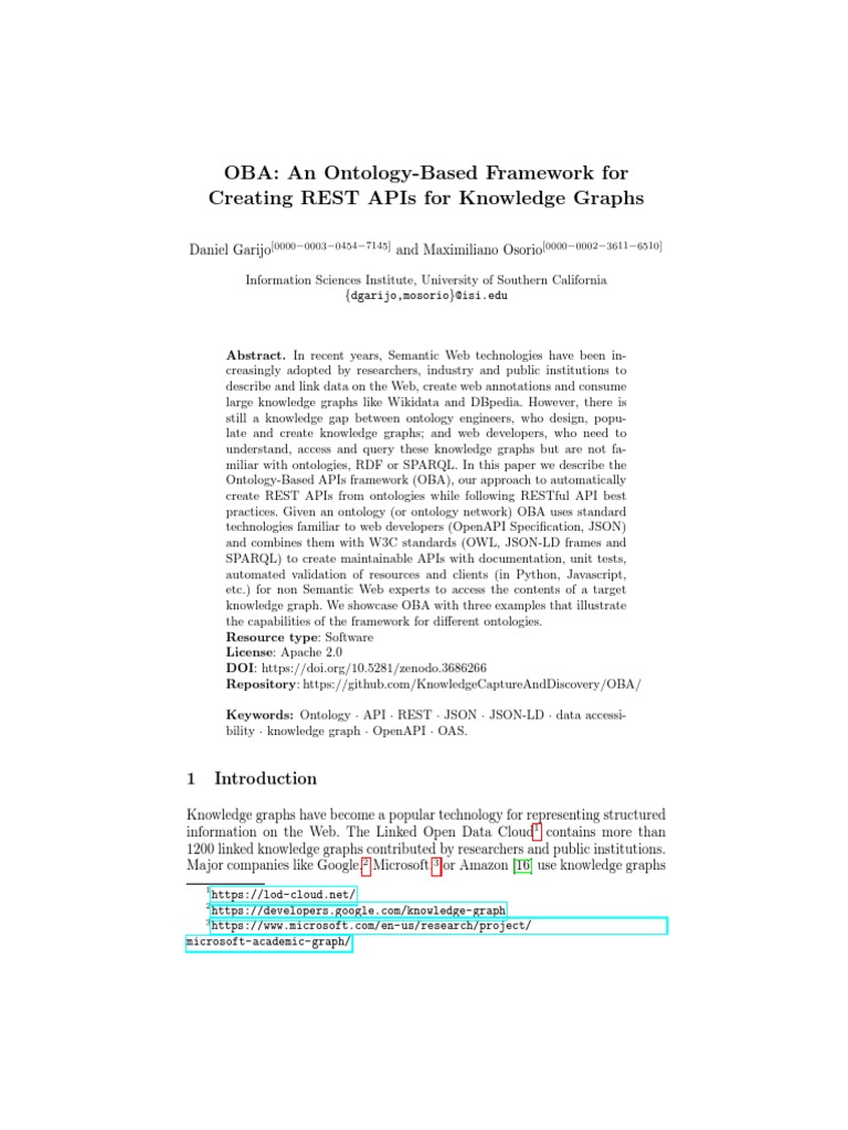 OBA Ontology Based APIs | PDF | Resource Description Framework | Representational State Transfer