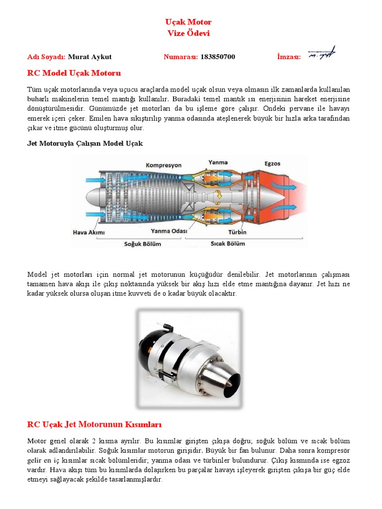 Murat Aykut Uçak Motorları Çalışma Prensibi | PDF