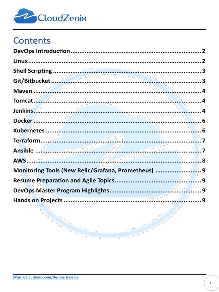 Devops Syllabus Cloudzenix Pdf Software Engineering Computing