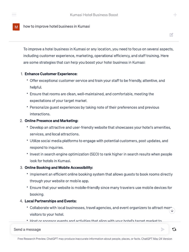 Business Improvement Plan For Hotels | PDF