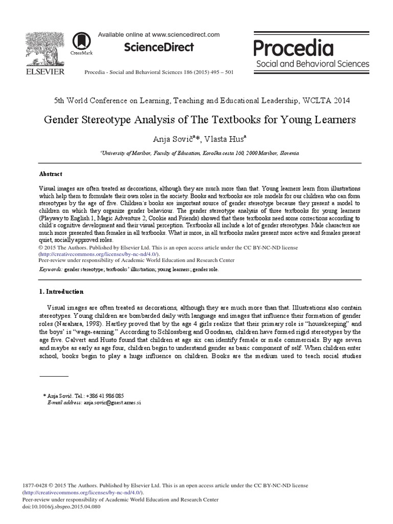 Gender Stereotype Analysis of The Textbooks For Young Learners | PDF ...