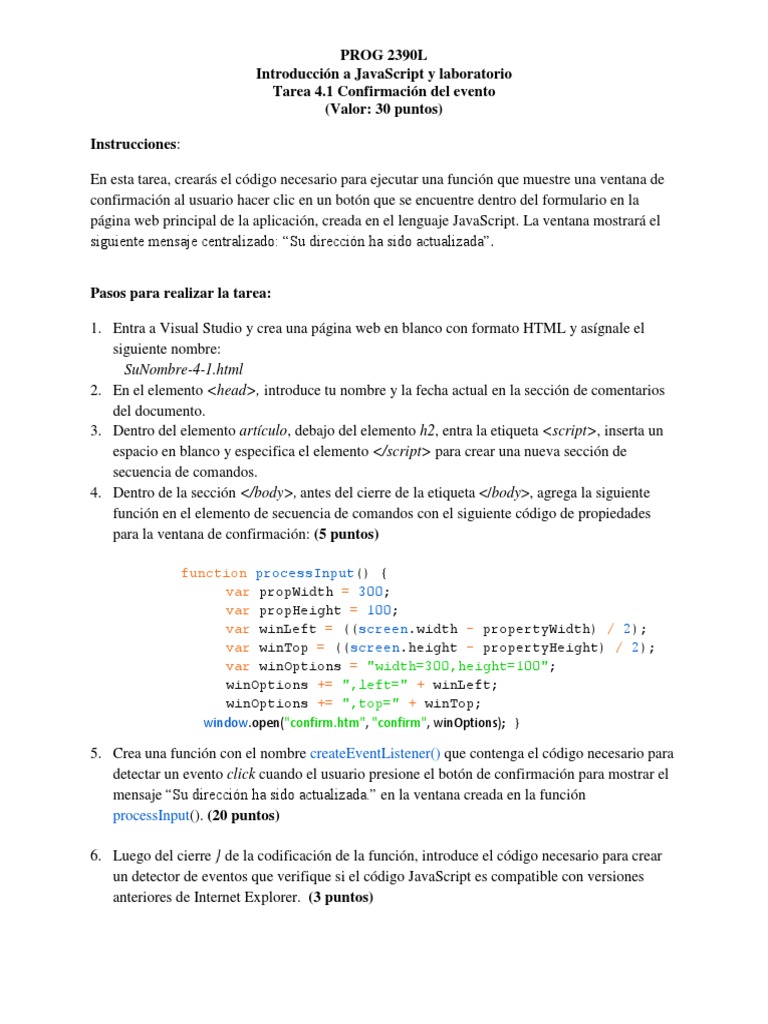 Prog2390l Tarea 4 1 | PDF | Script Java | Ventana (informática)