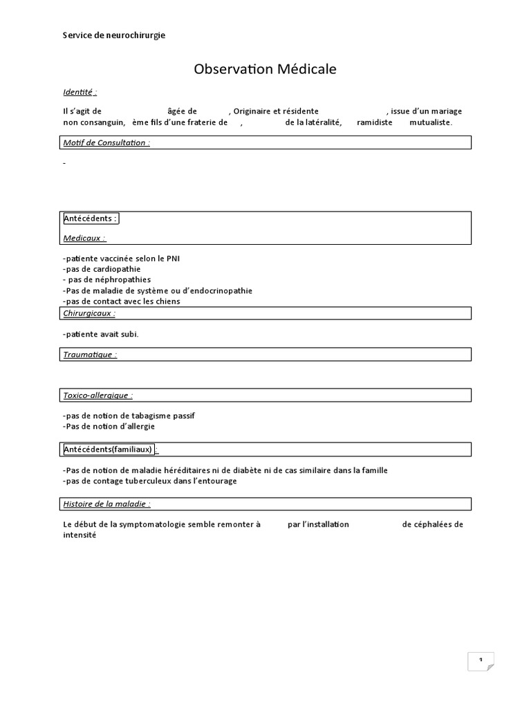 Obs Neuro Chir Plan | PDF | Système nerveux | Maladies et troubles humains