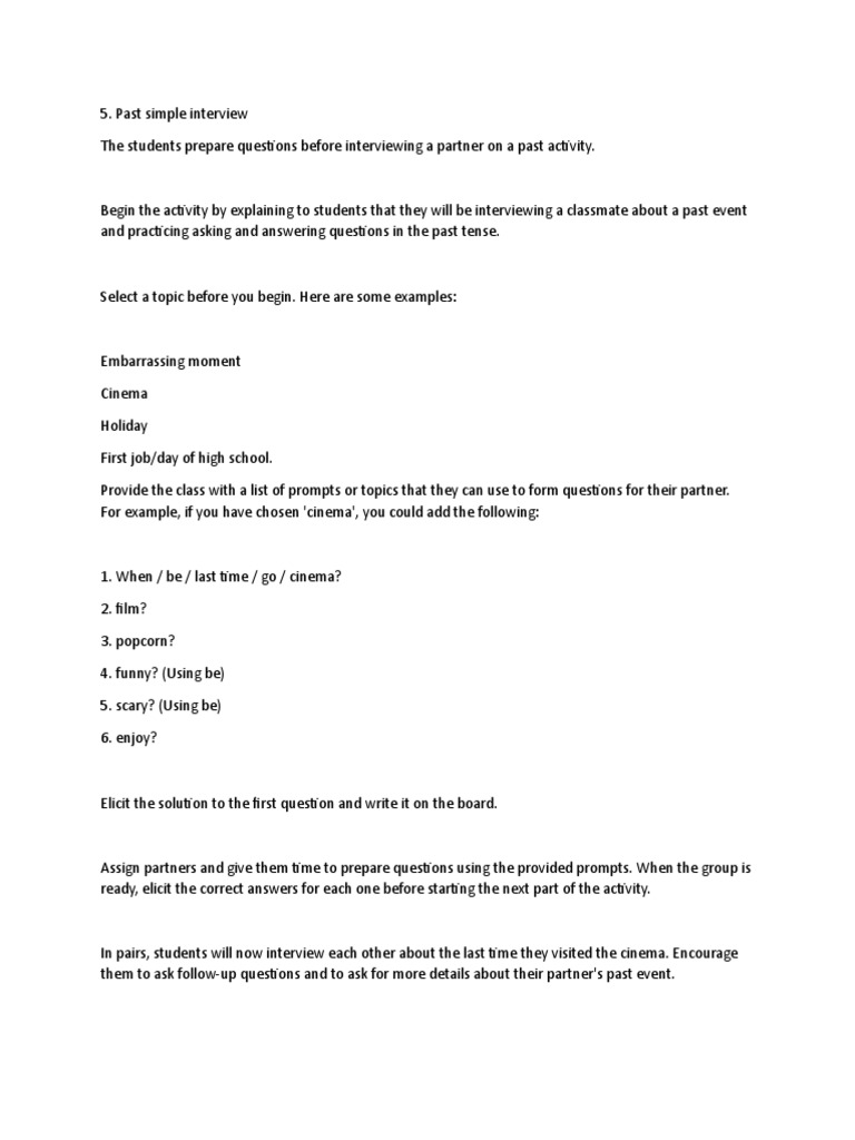 Engaging ESL Activities for Past Tense | PDF | Question | Wikipedia