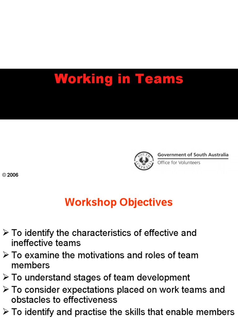 Working in Teams Presentation | PDF | Psychology | Social Psychology
