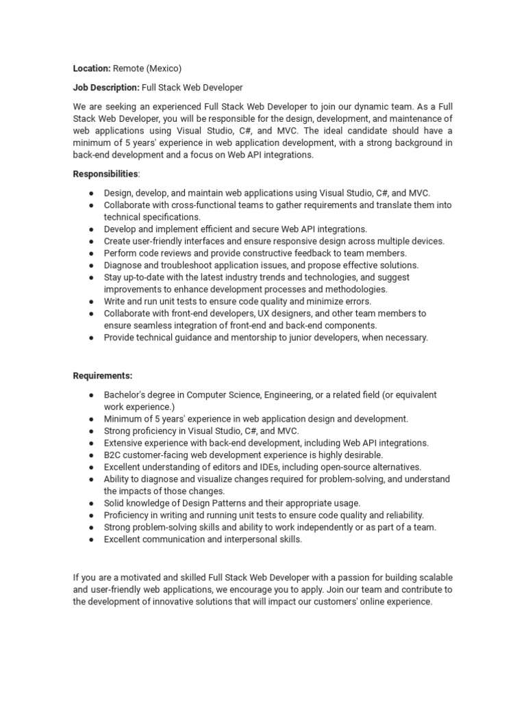 Full Stack Web Developer | PDF | Usability | Compiler Full Stack Web Developer | PDF | Usability | Compiler