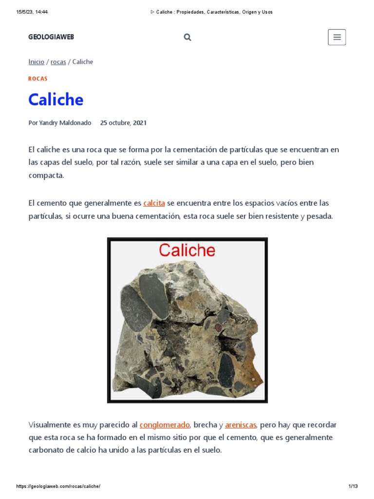 Caliche: Propiedades y Usos Esenciales | PDF | Suelo | Diamante