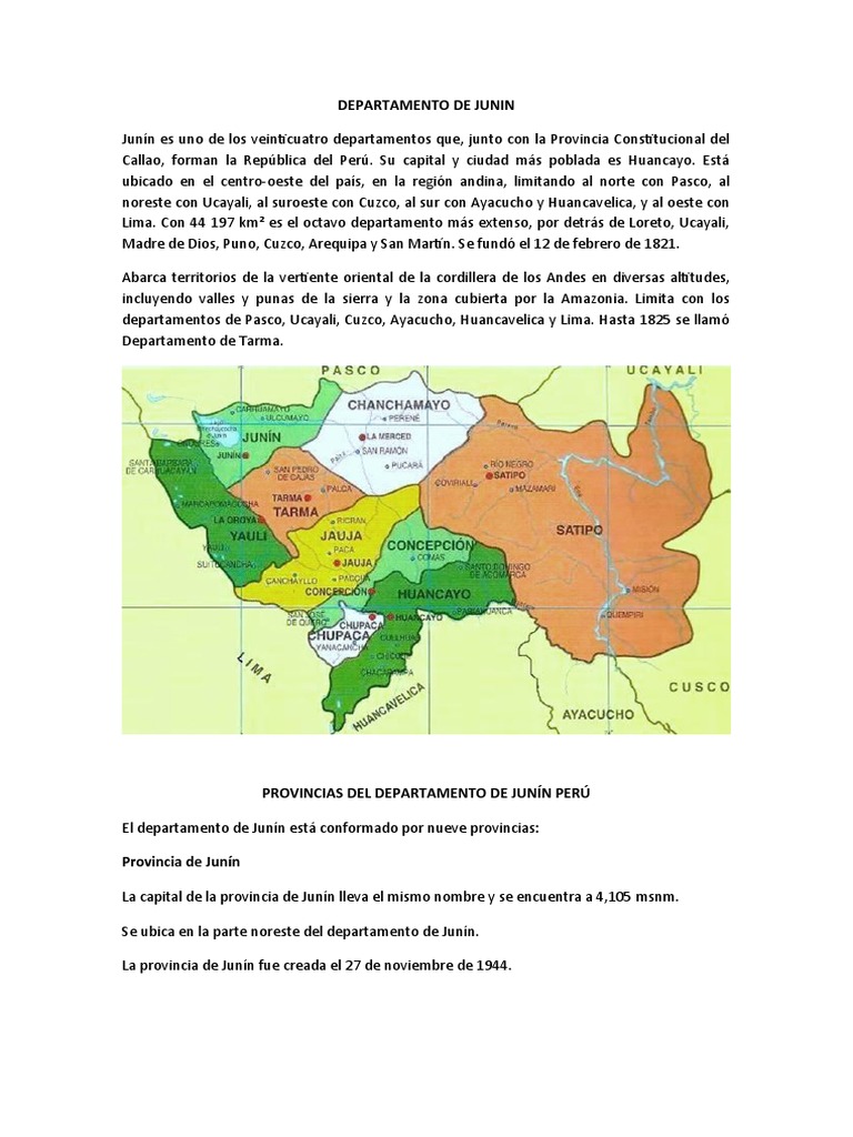 Mapa y Provincias del Departamento de Junín | PDF | Agricultura