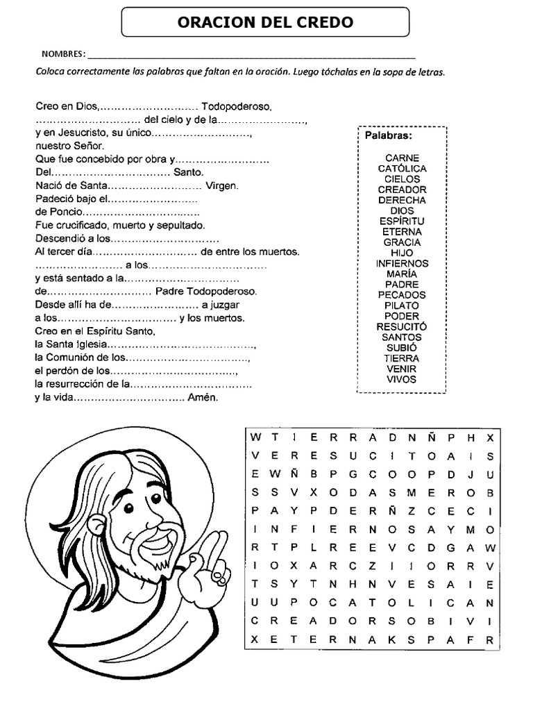 Hoja de Practica El Credo - Yo Confieso | PDF