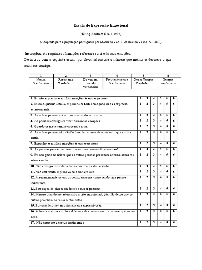 Escala de Expressão Emocional | PDF