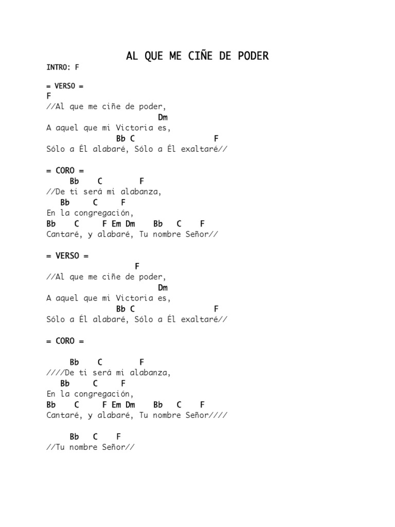 Al Que Me Ciñe de Poder (Acordes) | PDF
