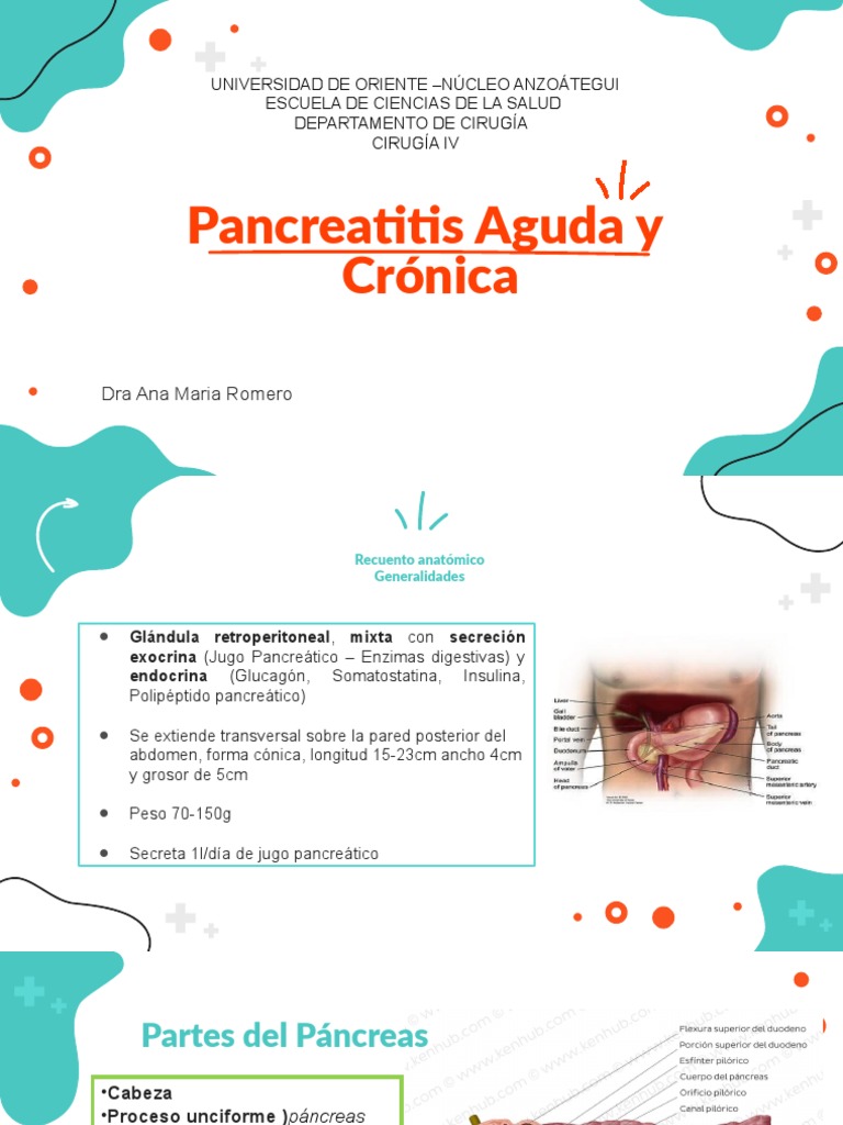 Pancreatitis Aguda y Cronica | PDF | Páncreas | Especialidades Medicas