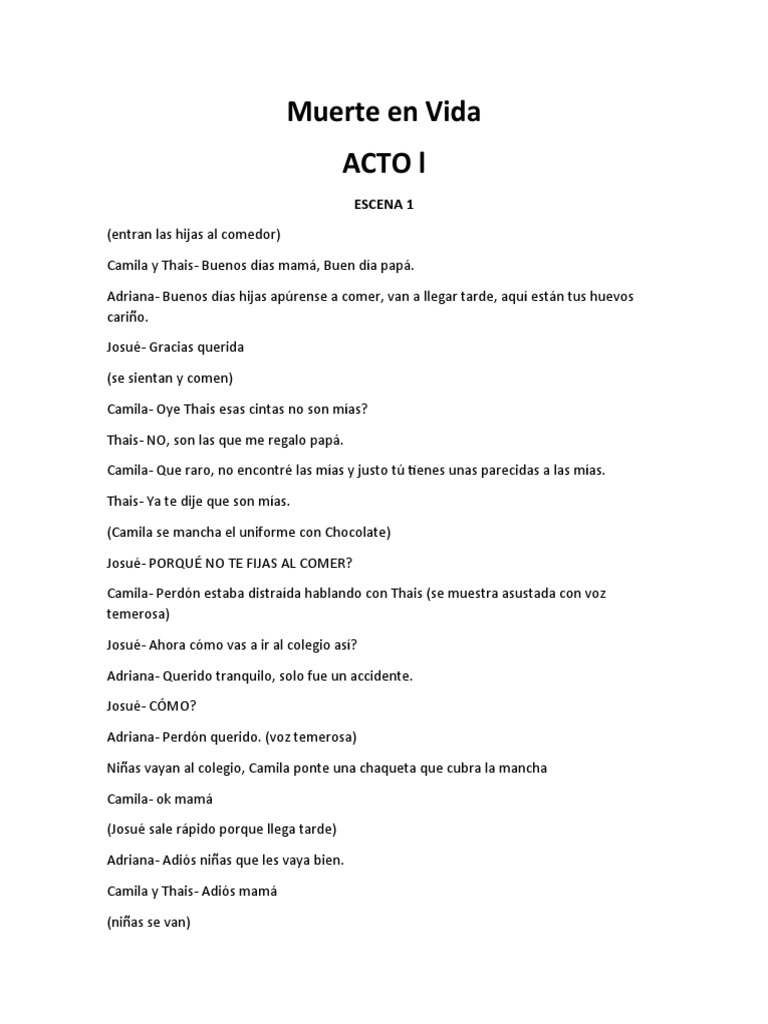 Muerte en Vida (Obra de Teatro) | PDF