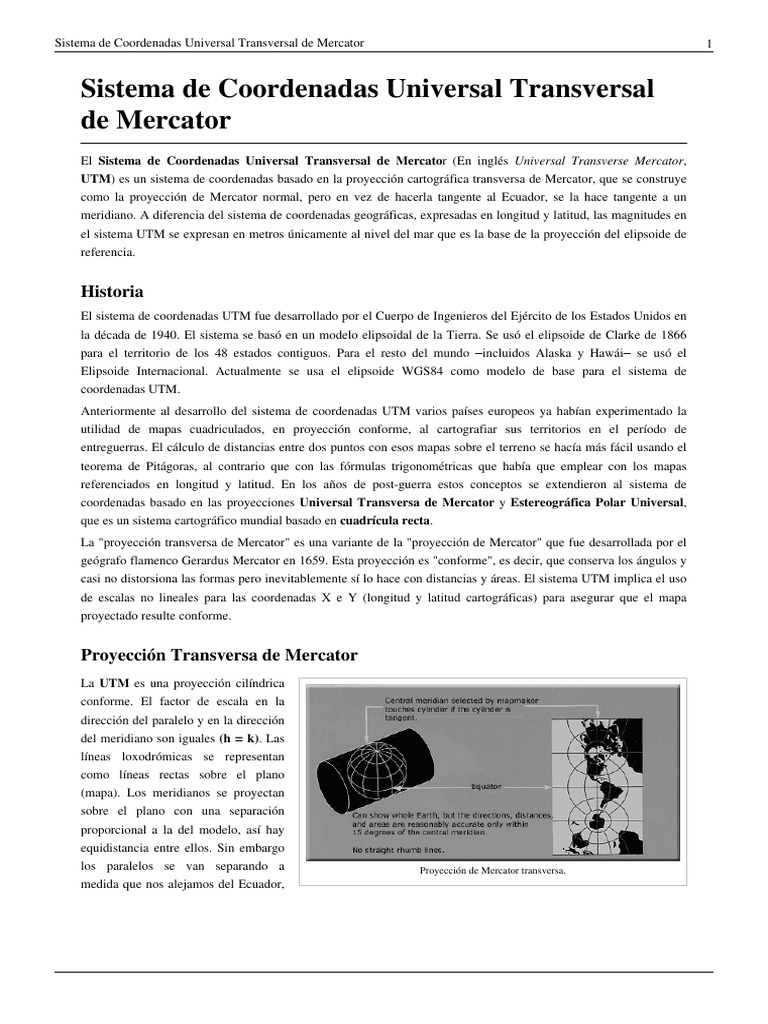 Sistema de Coordenadas UTM | PDF | Geometría | Navegación