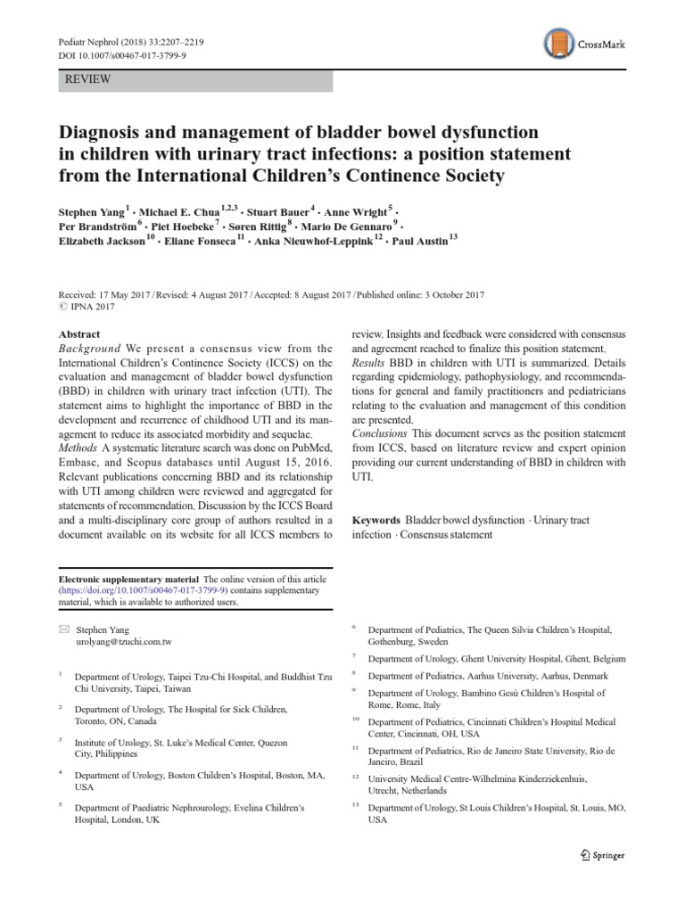 Diagnosis and Management of Bladder Bowel Dysfunction in Children With ...