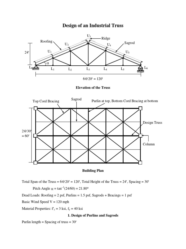 Design of An Industrial Truss | PDF | Truss | Stress (Mechanics)