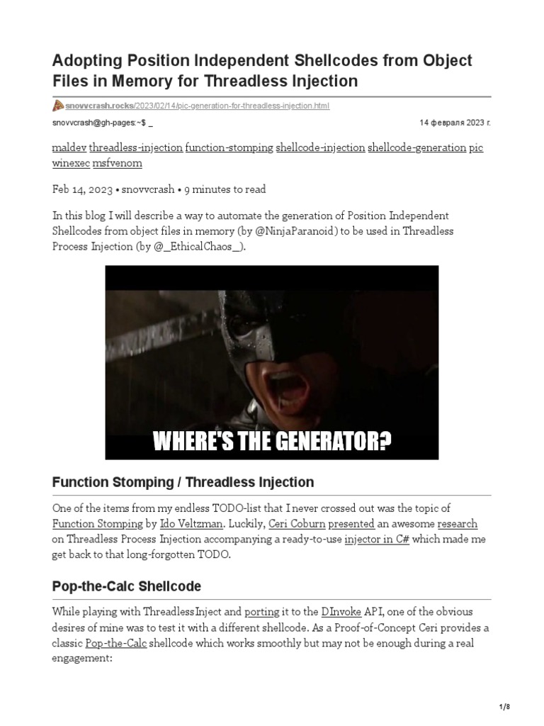 2023-02-14 - Adopting Position Independent Shellcodes From Object Files ...