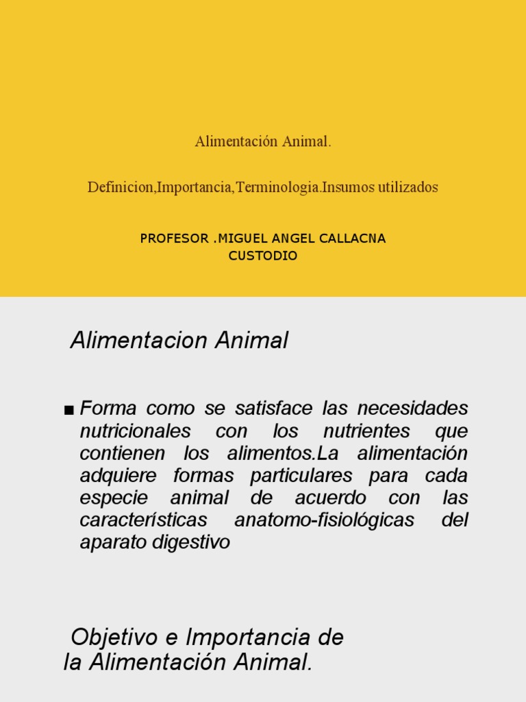 Clase 1. Definicion e Importancia de La Alimentacion Animal. | PDF ...