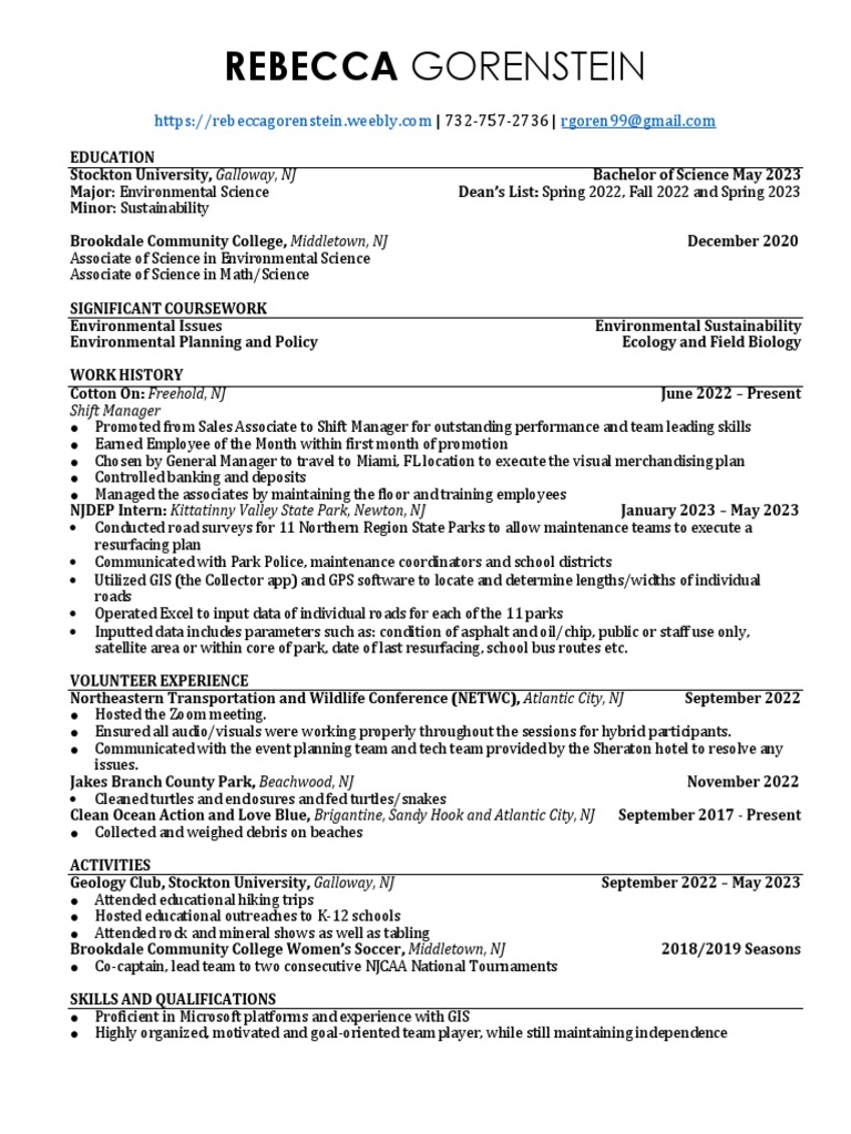 Rebecca Gorenstein Resume | PDF
