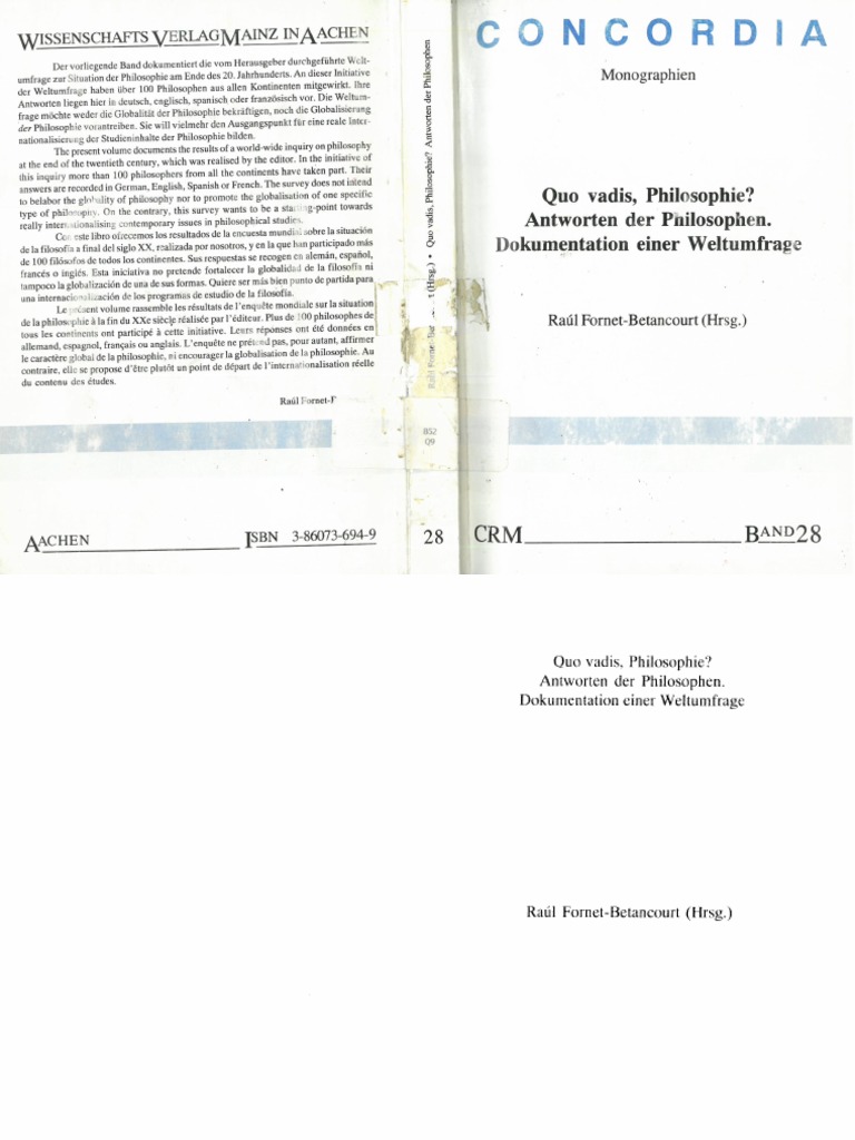 Fornet-Betancourt (Ed.) - Quo Vadis, Philosophie | PDF