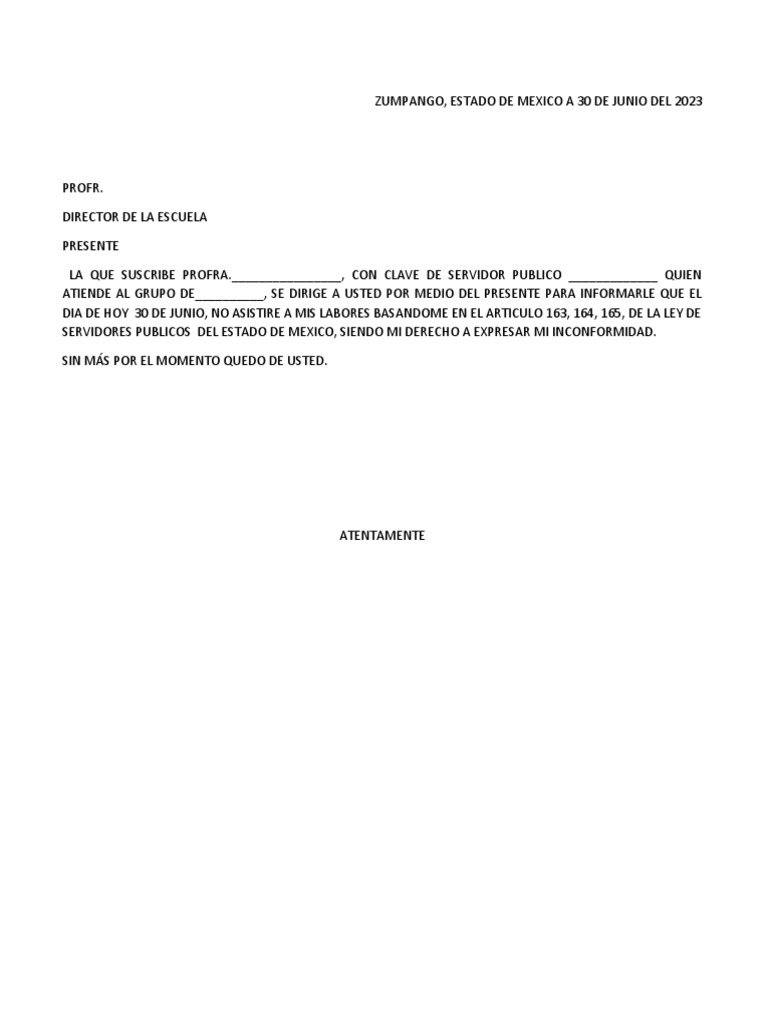 Oficio 30 de Junio Editable | PDF